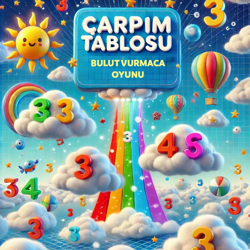 Çarpım Tablosu | Bulut Vurmaca Oyunu | 3. Sınıf Matematik - oyunlakolay.com